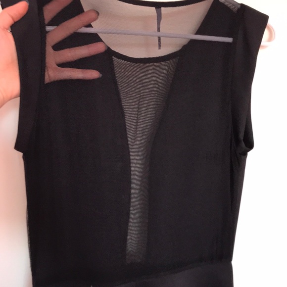 Lulus | Dresses | Lulus Black Skater Dress Wmesh Back Mesh Deep V ...
